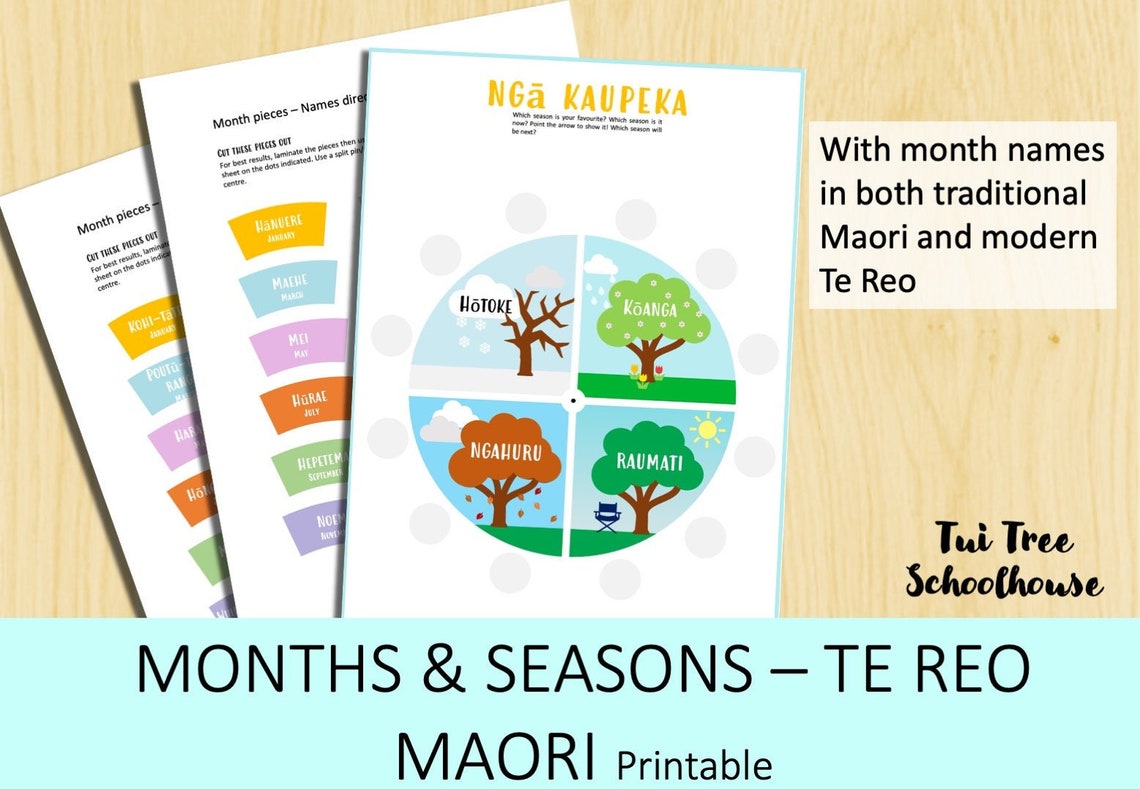Seasons Printable in Te Reo Maori, Months of the Year Busy Book Sheet ...