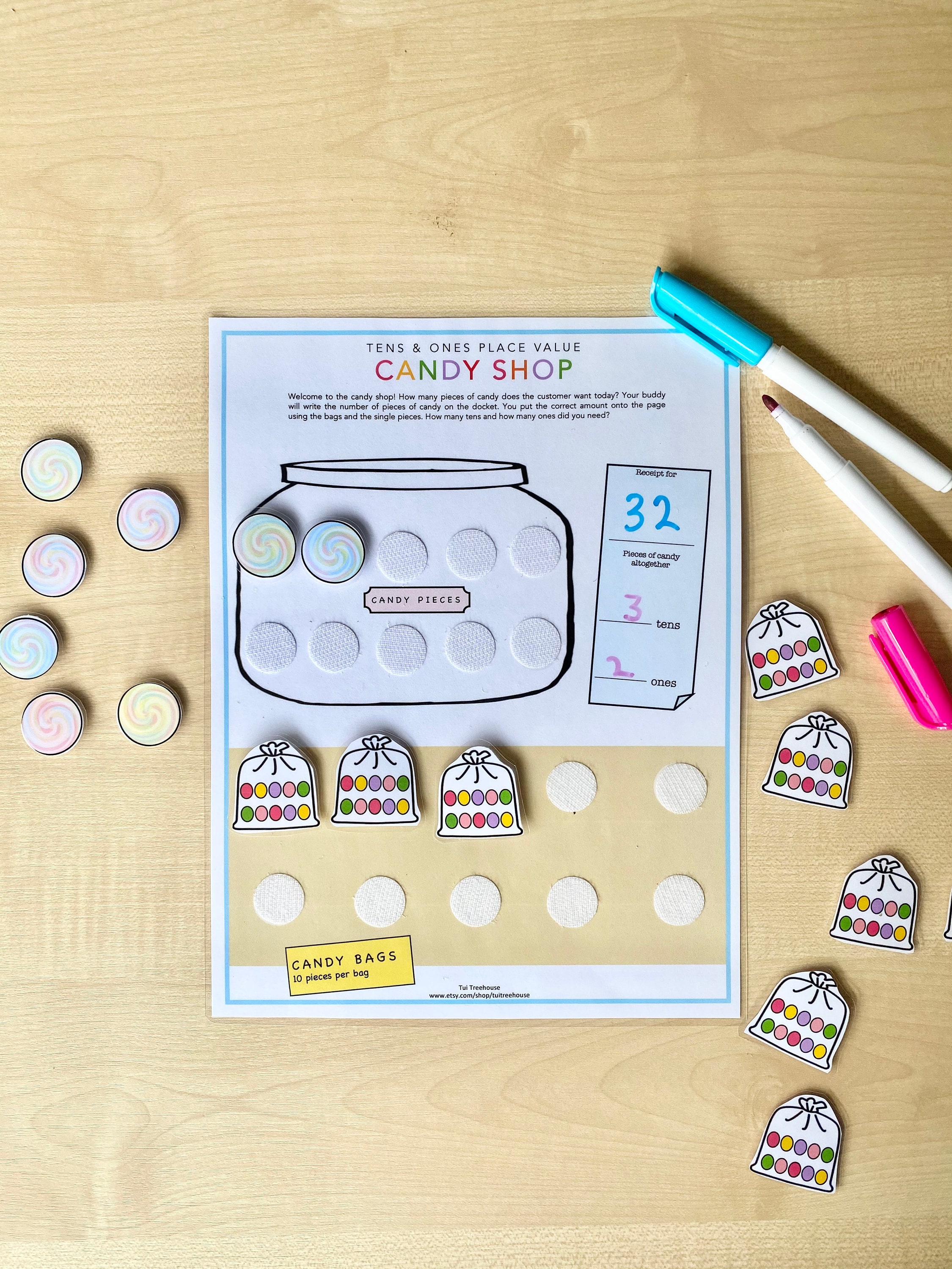 Place Value Candy Shop - Printable Math Page, Pre-k Math Printable ...
