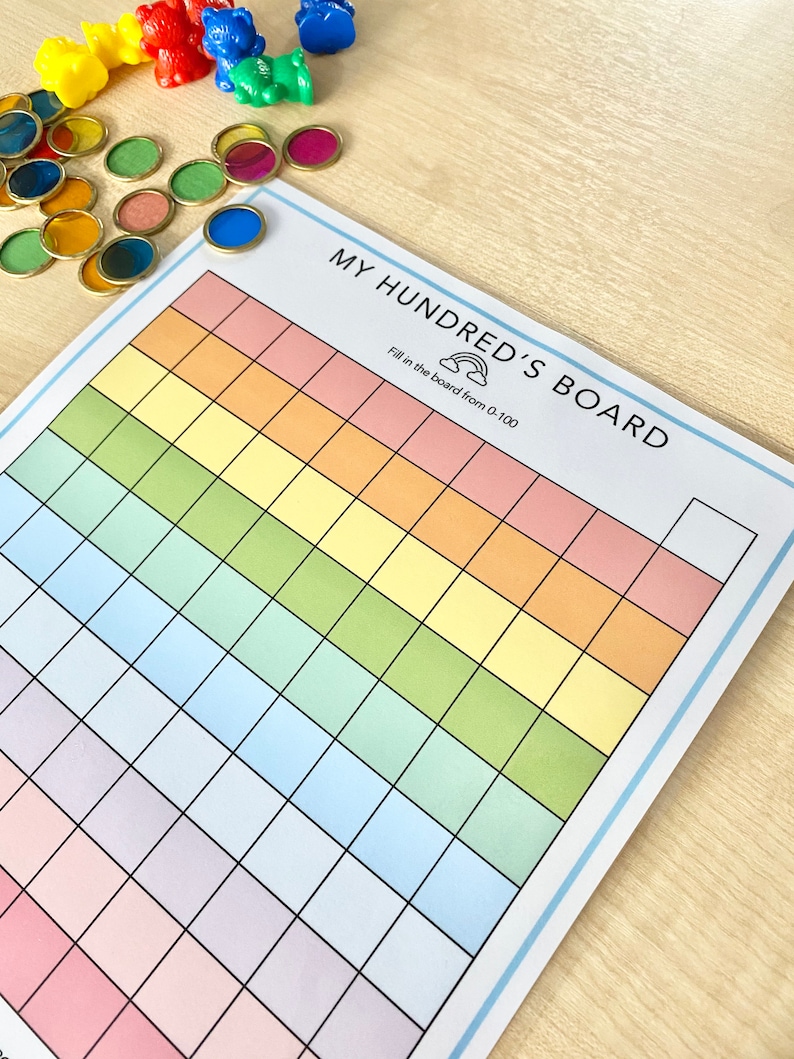 HUNDREDS CHART Printable Hundreds Board / Hundreds Chart Rainbow ...