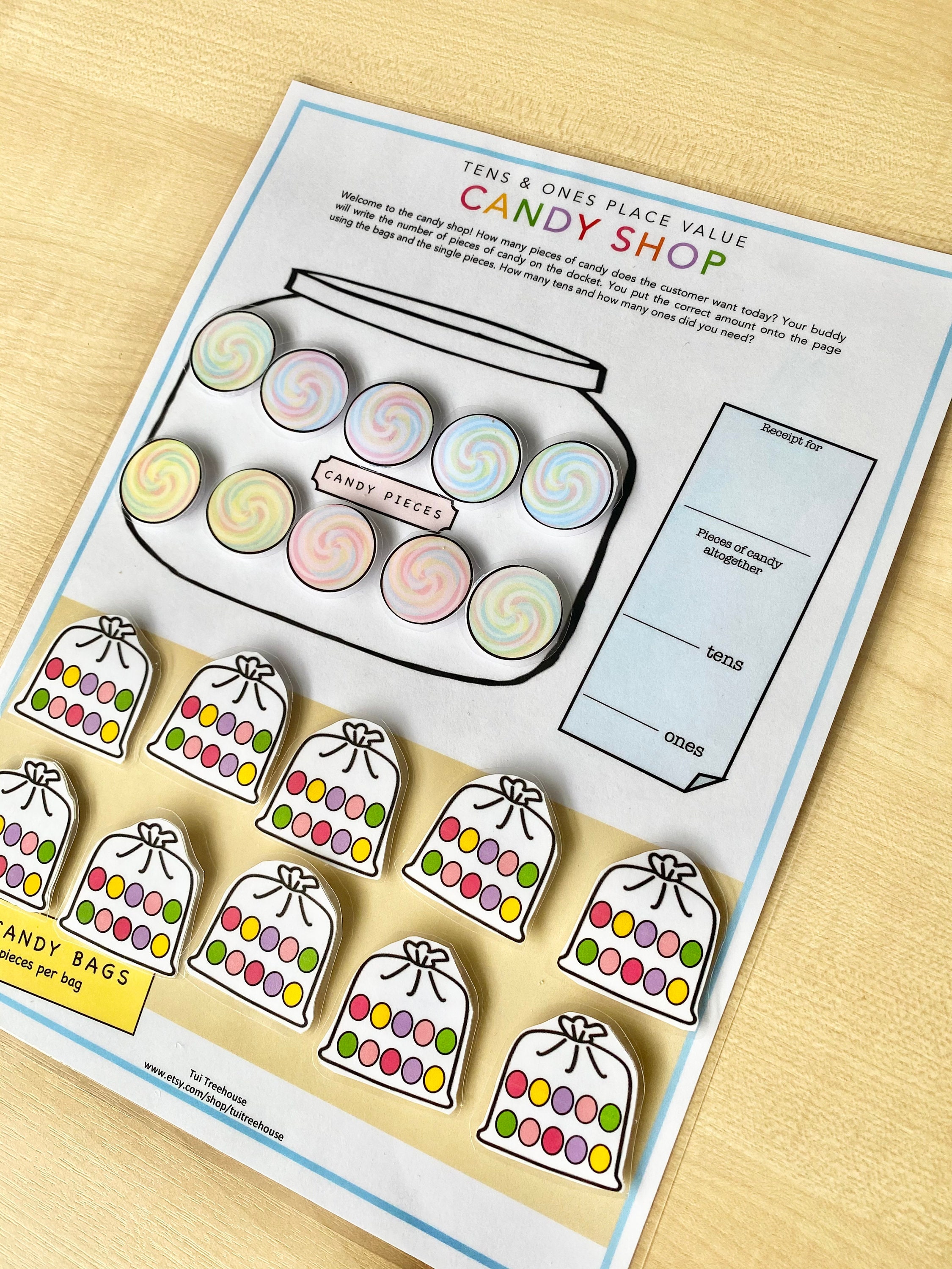 Place Value Candy Shop Printable Math Page, Pre-k Math Printable ...