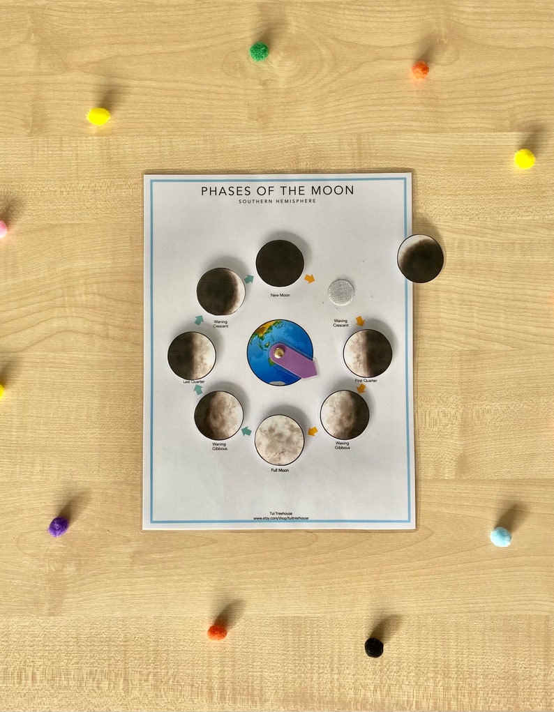 MOON PHASES - Printable Busy Book Page, Lunar Cycle Printable ...