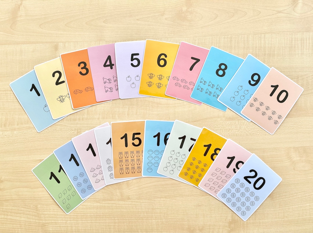 Number Flash Cards 1-20, Counting Flashcards, Learn to Count, Learn ...