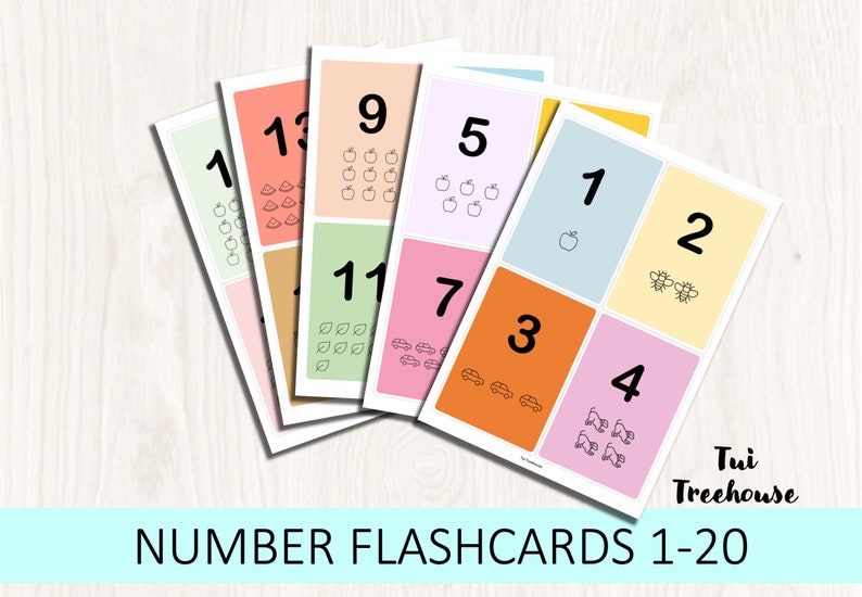 Tarjetas didácticas numéricas del 1 al 20, tarjetas didácticas para ...
