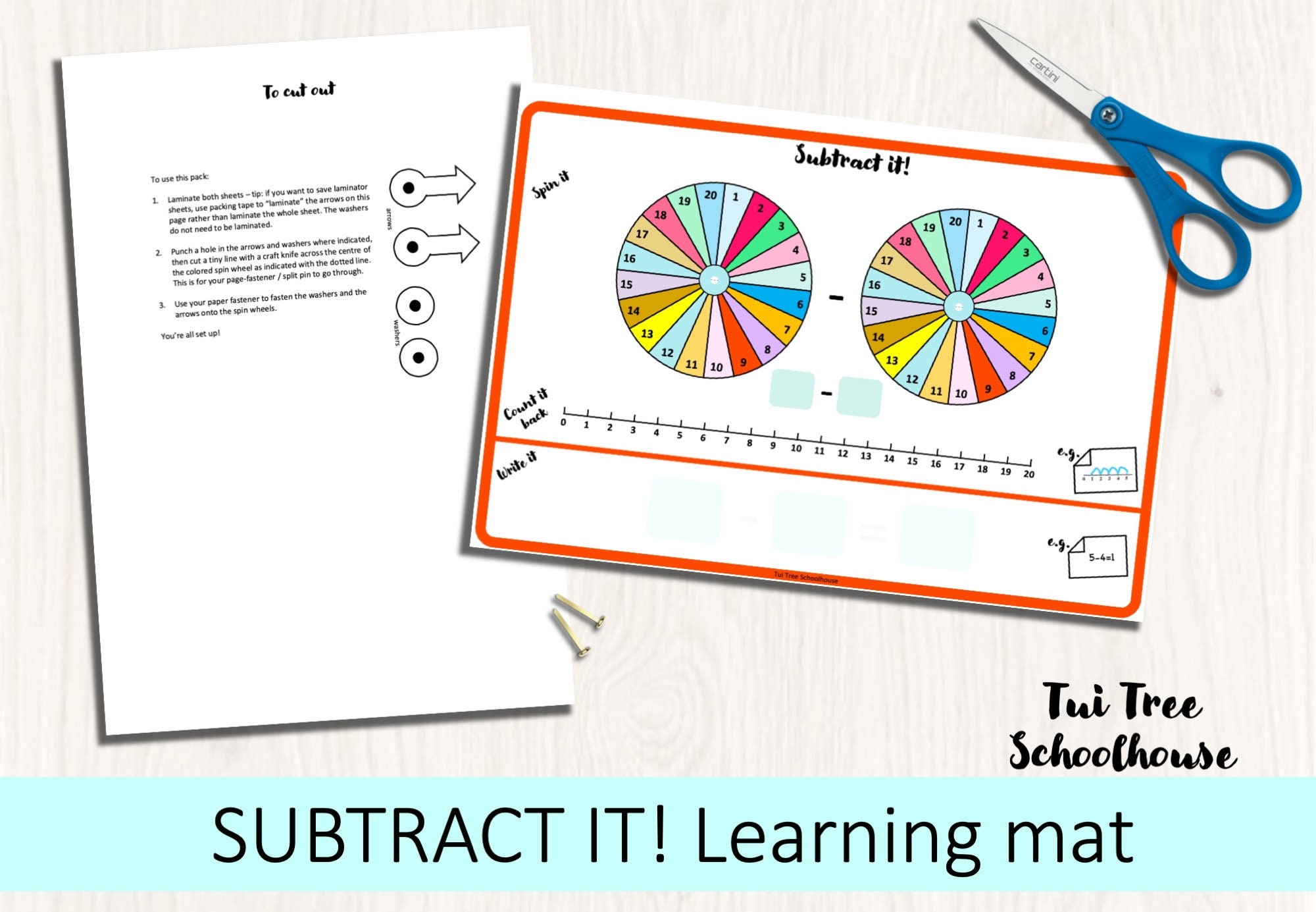 Subtract It Spin Wheel Learning Mat. Subtraction Practice - Etsy UK