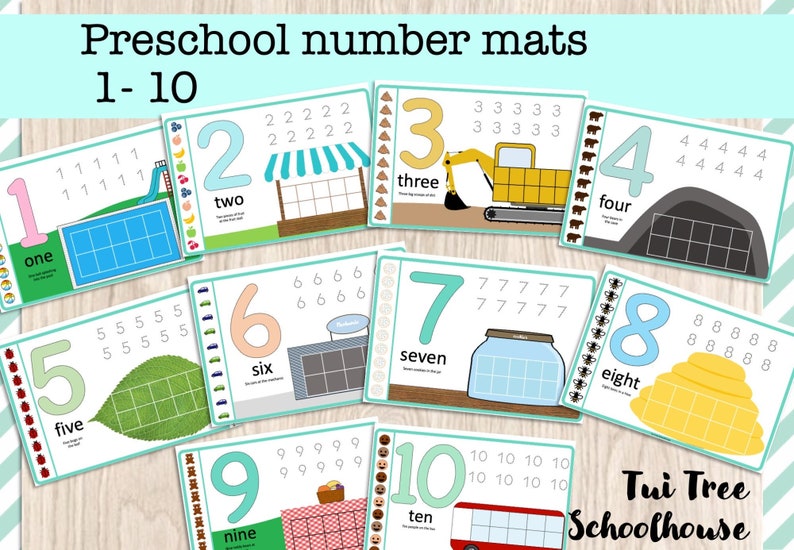 Preschool Number Mats 1-10, Ten Frames, Preschool Worksheets, Playdough ...