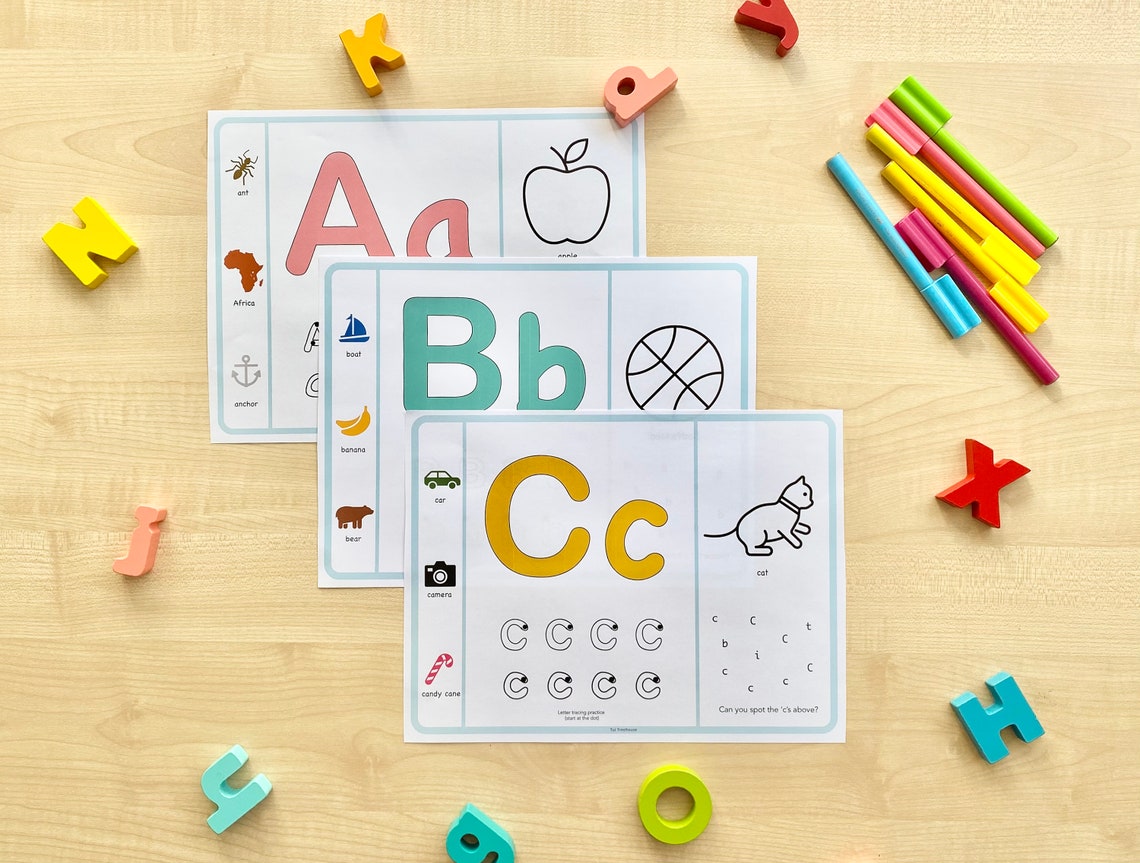 Alphabet Learning Mats Set, Alphabet Playdough Mat, Letter Tracing ...