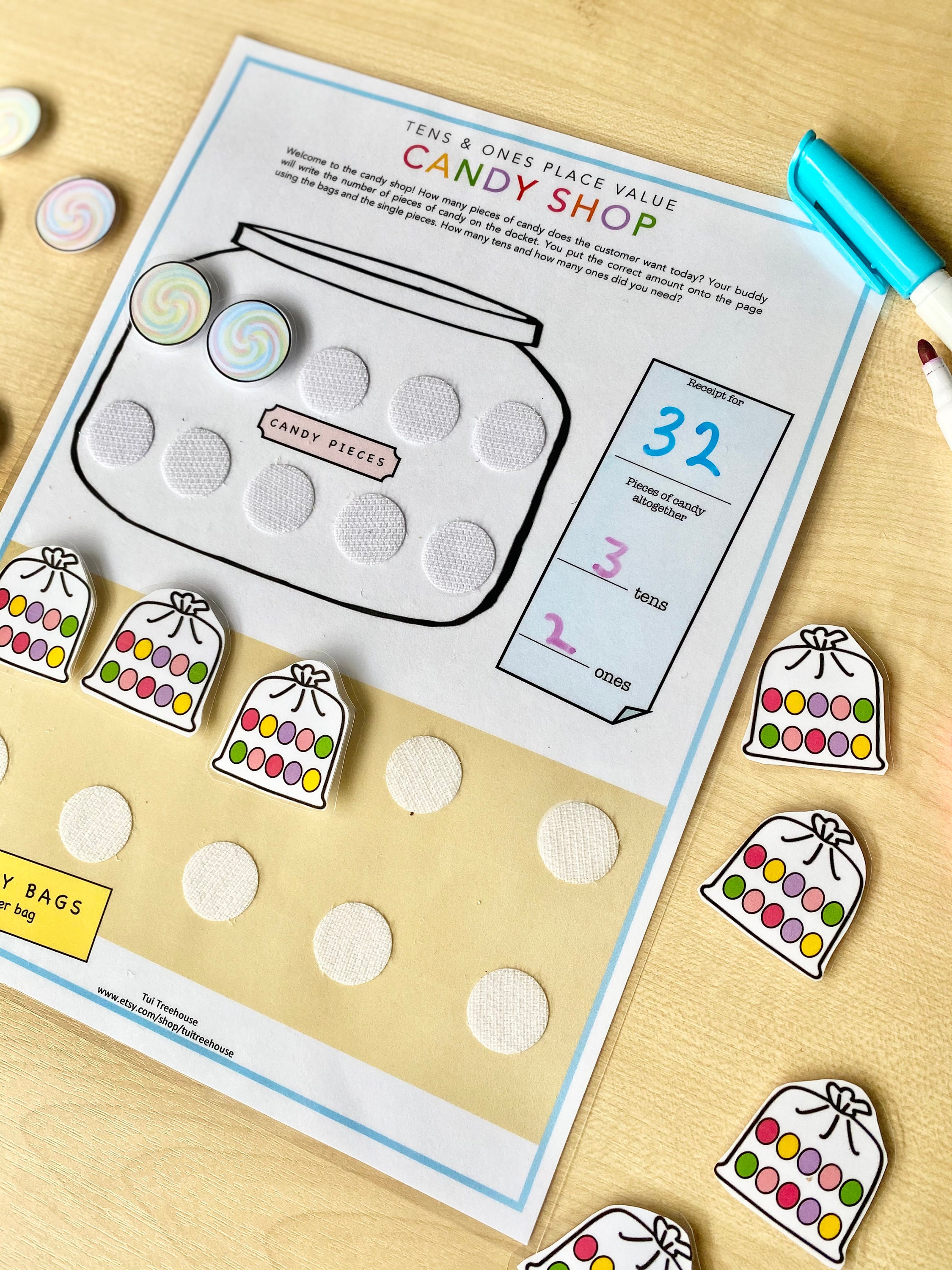 Place Value Candy Shop Printable Math Page, Pre-k Math Printable ...