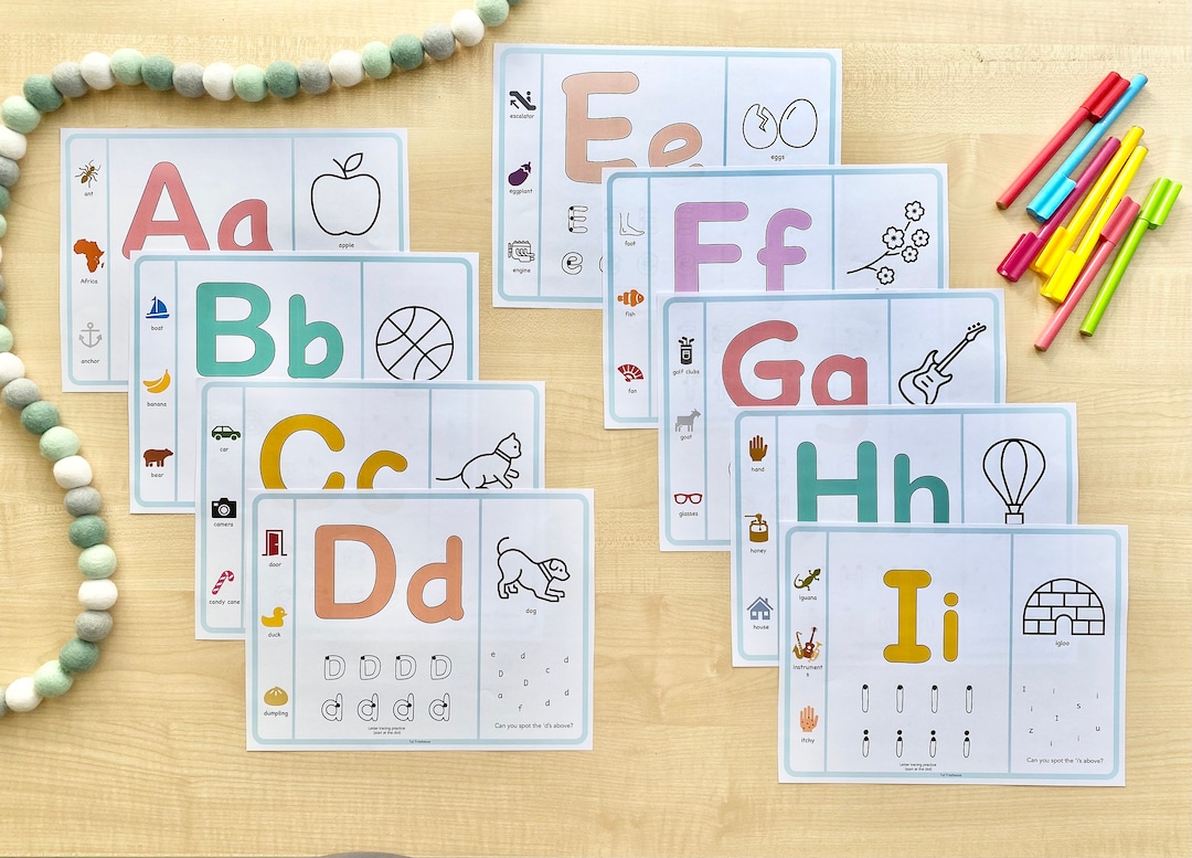 Alphabet Learning Mats Set, Alphabet Playdough Mat, Letter Tracing ...