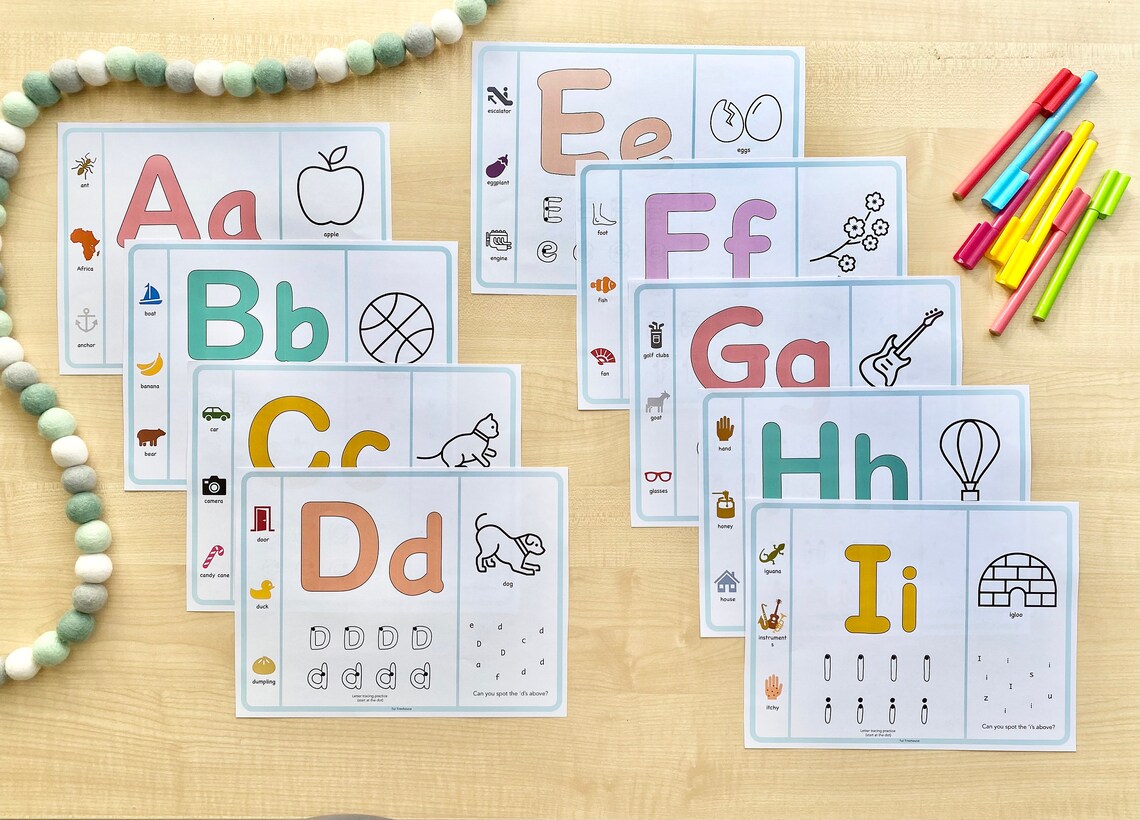 Alphabet Learning Mats Set, Alphabet Playdough Mat, Letter Tracing ...