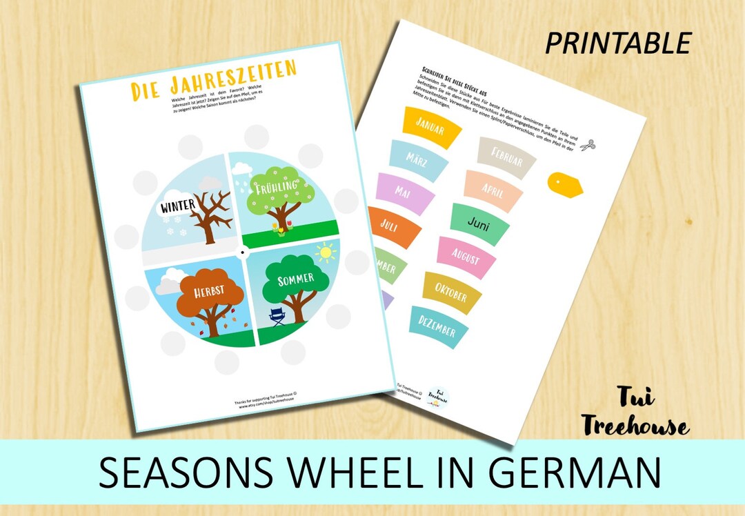 Seasons Printable in GERMAN, Months of the Year Busybook Page and ...