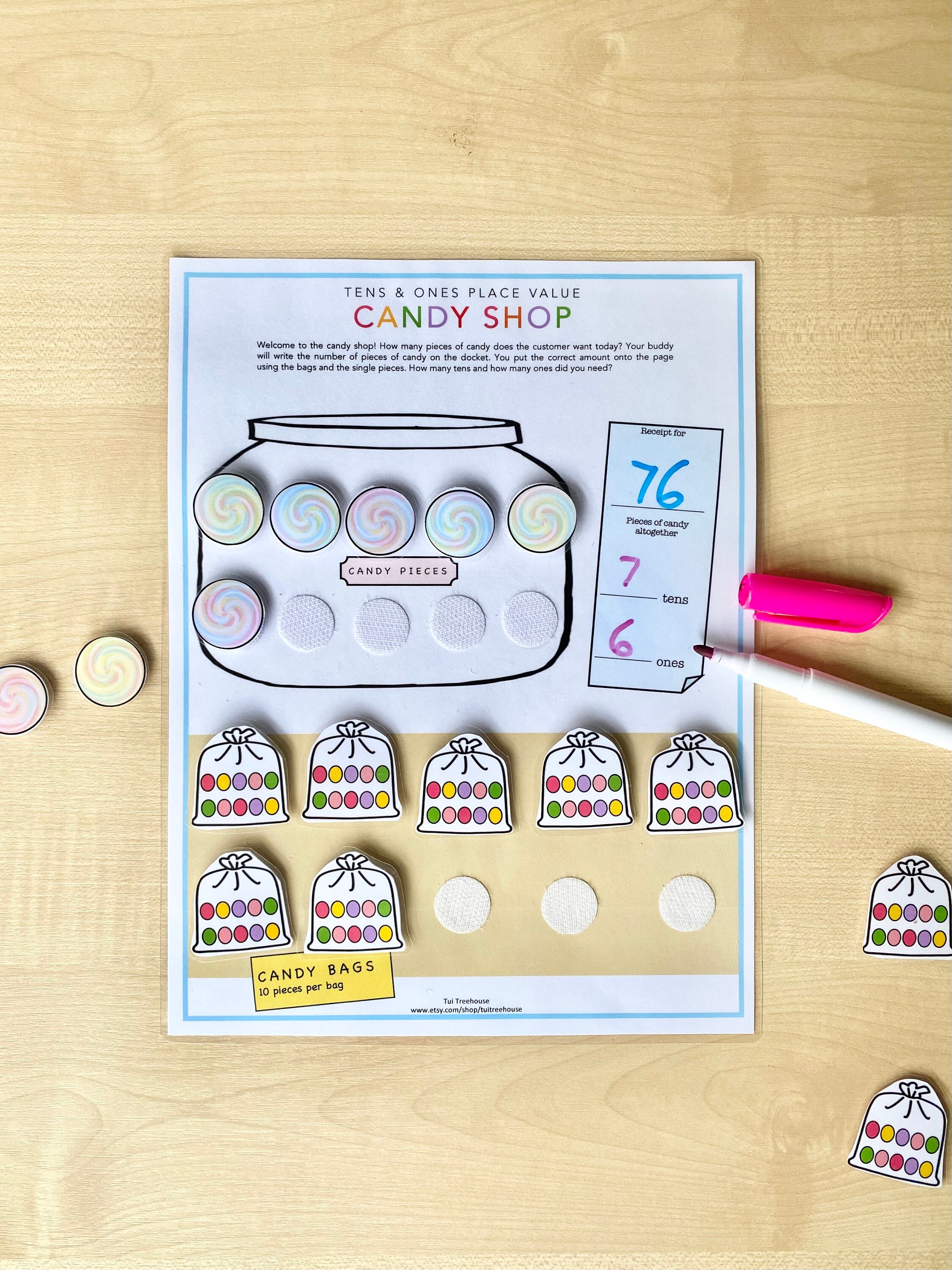 Place Value Candy Shop Printable Math Page, Pre-k Math Printable ...