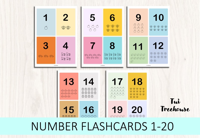 Tarjetas didácticas numéricas del 1 al 20, tarjetas didácticas para ...