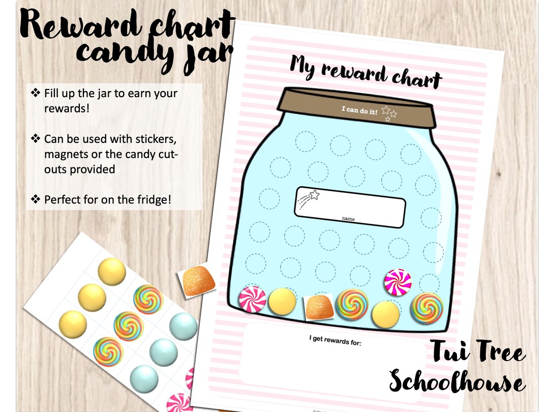 Reward Chart/sticker Chart - Candy Jar - Baby-pink Stripes - Etsy