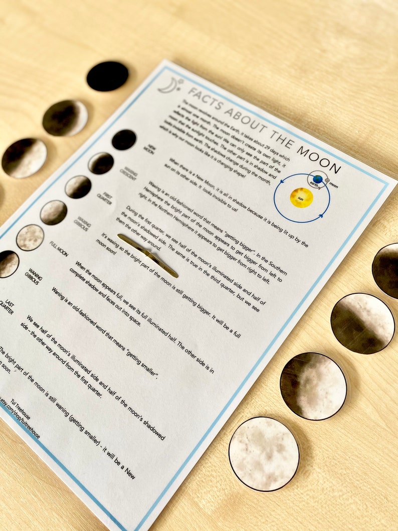 MOON PHASES Printable Busy Book Page, Lunar Cycle Printable ...
