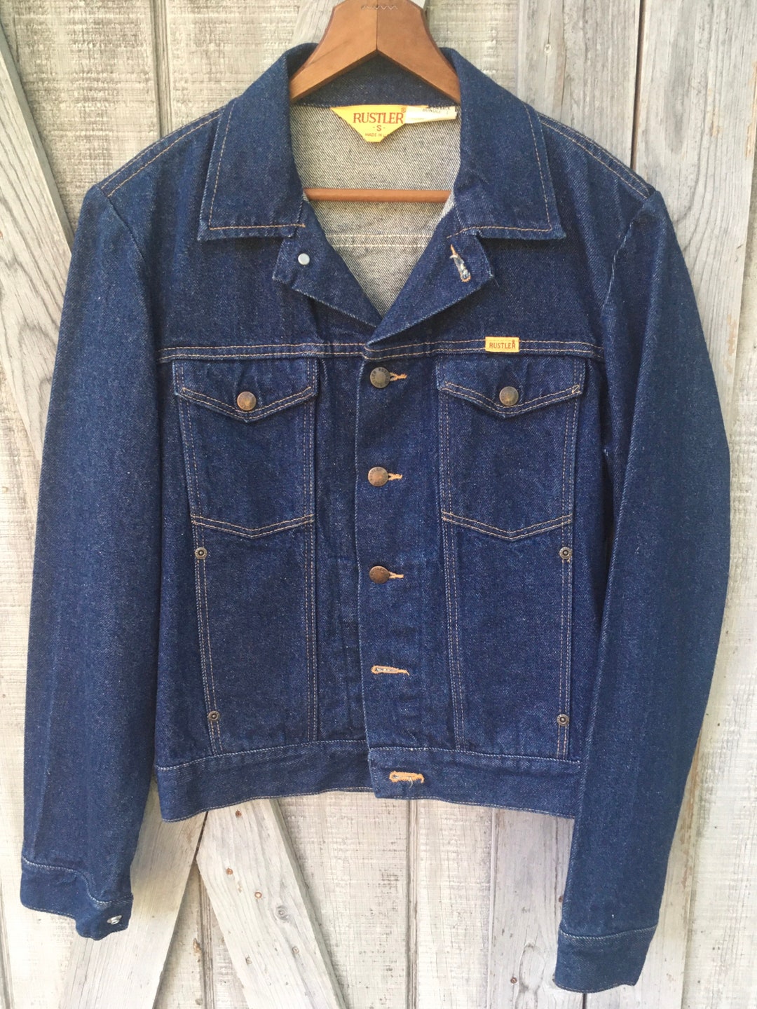 VTG RUSTLER Jean Jacket Denim Small Excellent Dead Stock NWOT - Etsy