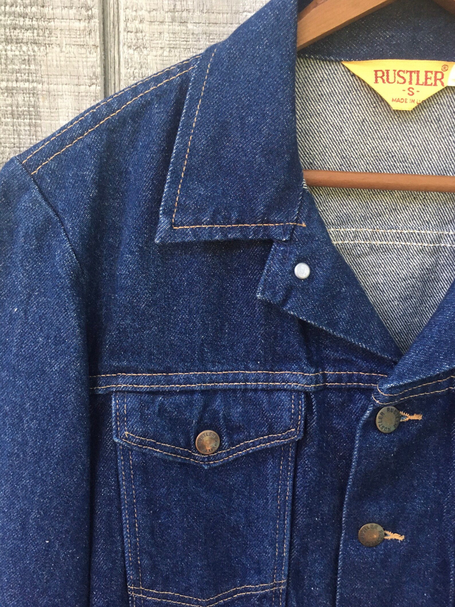 VTG RUSTLER Jean Jacket Denim Small Excellent Dead Stock NWOT - Etsy