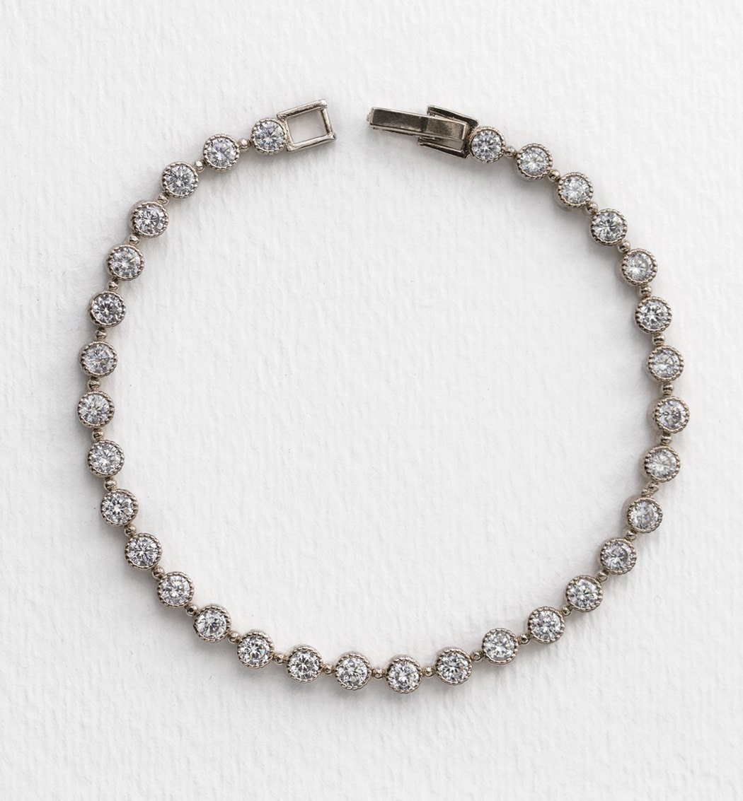 Pulsera de tenis joyería nupcial pulseras de plata pulsera | Etsy
