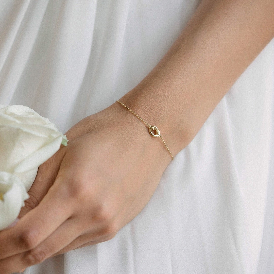 Bridal Jewelry, Gold Bracelet, Love Knot Bracelet, Dainty Bracelet ...