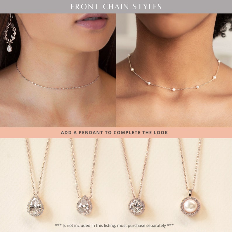 Pearl Back Necklace Backdrop Necklace Set Bridal Jewelry - Etsy