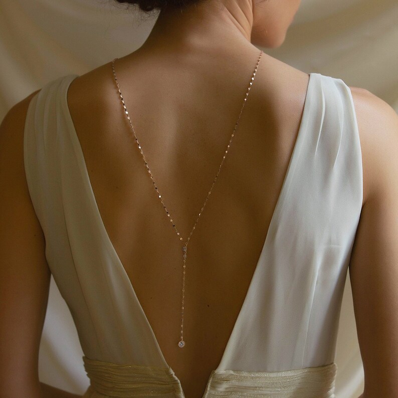 Backdrop Necklace Back Necklace Bridal Jewelry Bridal - Etsy