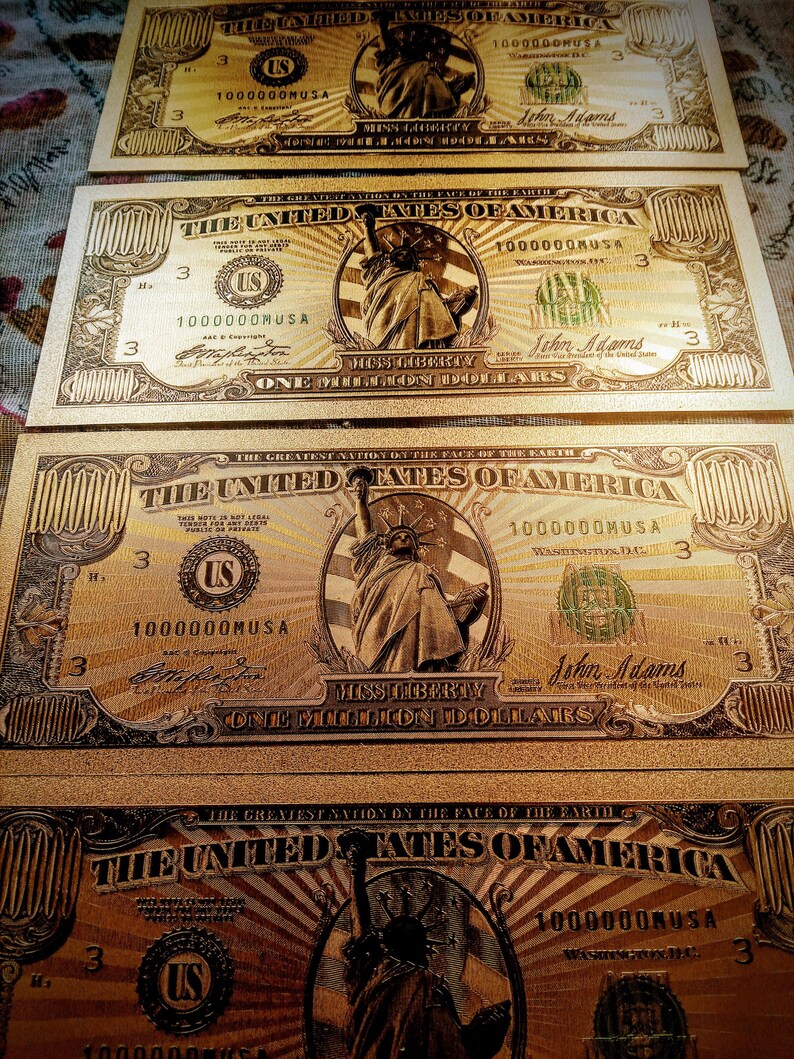 Gold Foiled Prosperity 1,000,000 Dollar Bill - Etsy