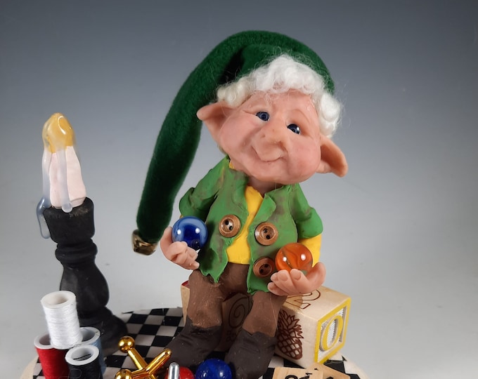 Elf Figure/handmade Elf Figure/elf Art Doll/"games Anyone?" - Etsy
