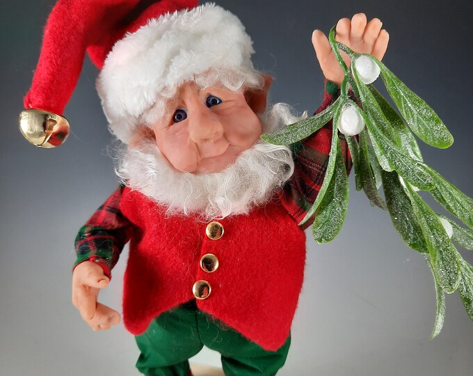 Christmas Elf Doll/elf Art Doll/ooak Elf Doll/"cory Tries to Catch a ...