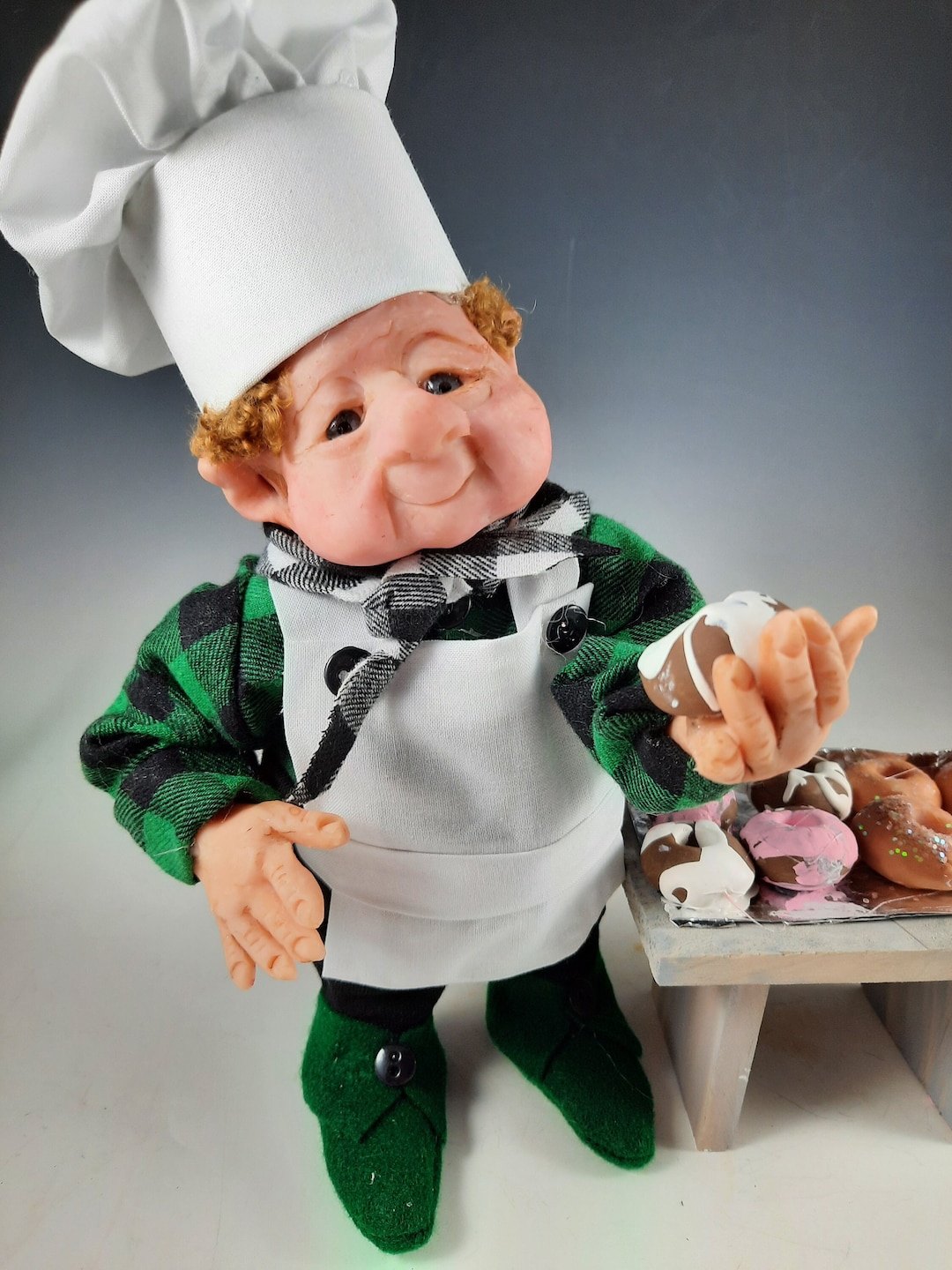 Baker Elf Doll/elf Art Doll/pastry Chef Elf/doug and His - Etsy
