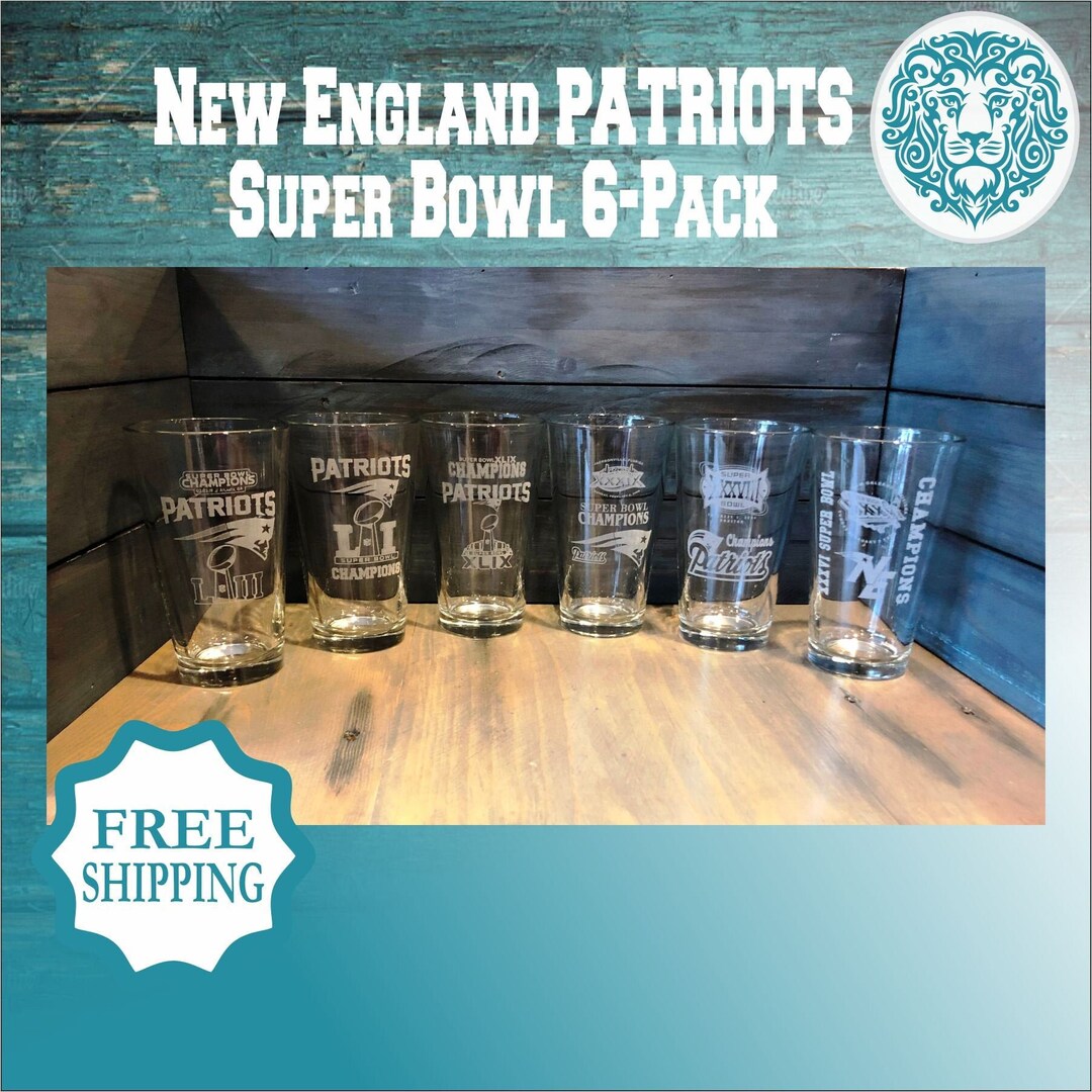 Football Team Glass Patriots Championship Beer Glasses Super Bowl Beer ...