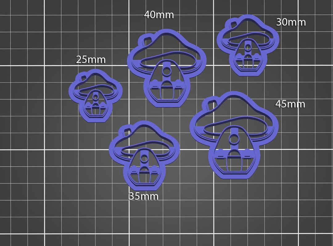 Polymer Clay Cutters 769-mushroom House Embossed (mirrored or Singles ...