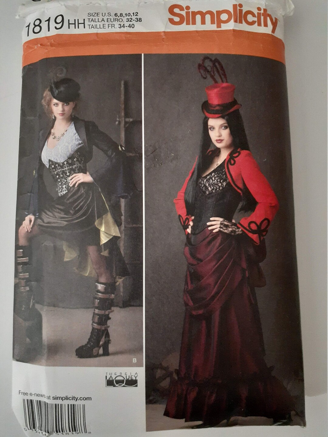 Halloween, Cosplay Simplicity 1819 Saloon Girl Costume Sewing Pattern ...