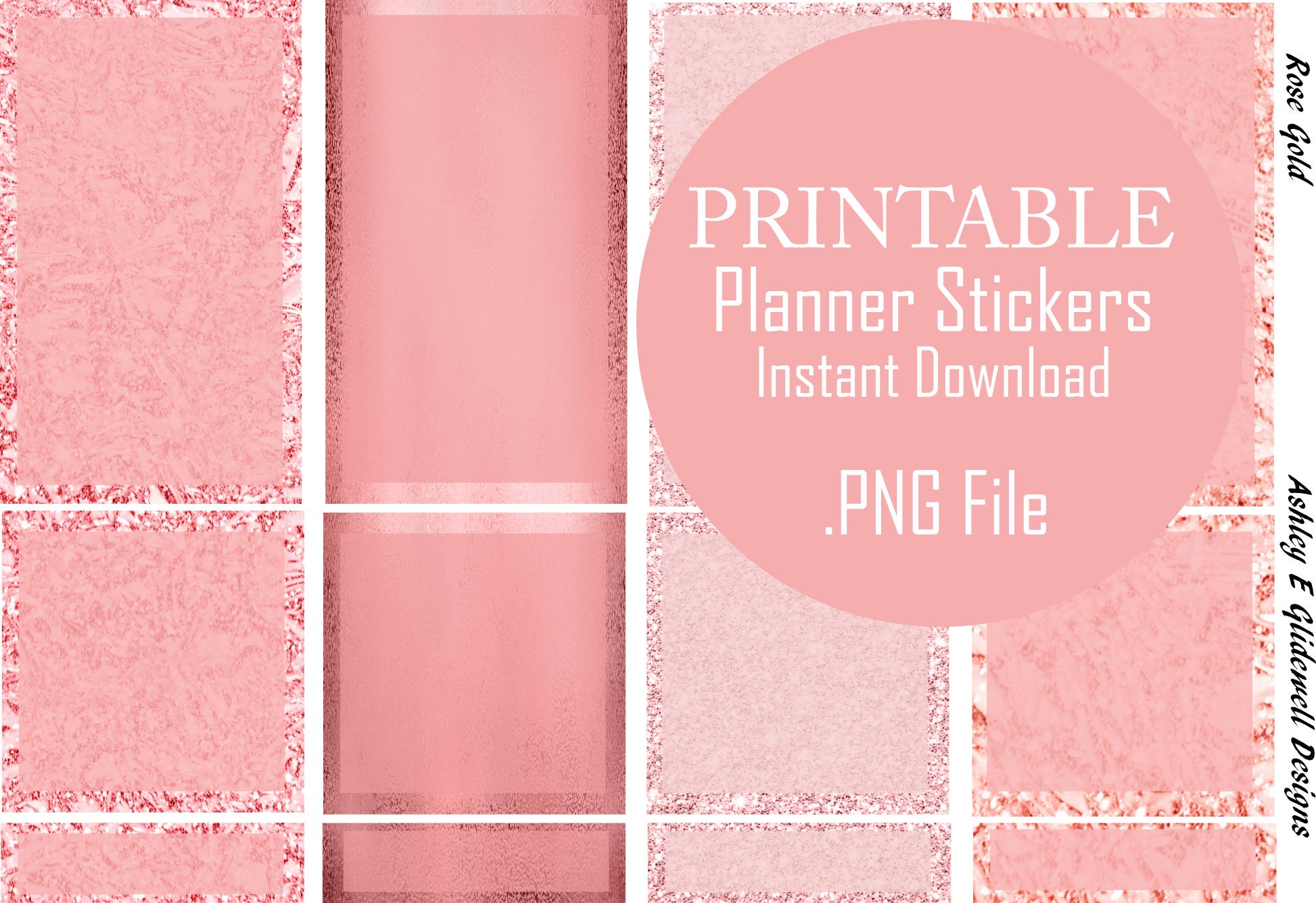 Rose Gold Functional Planner Stickers (printable PNG) - Etsy