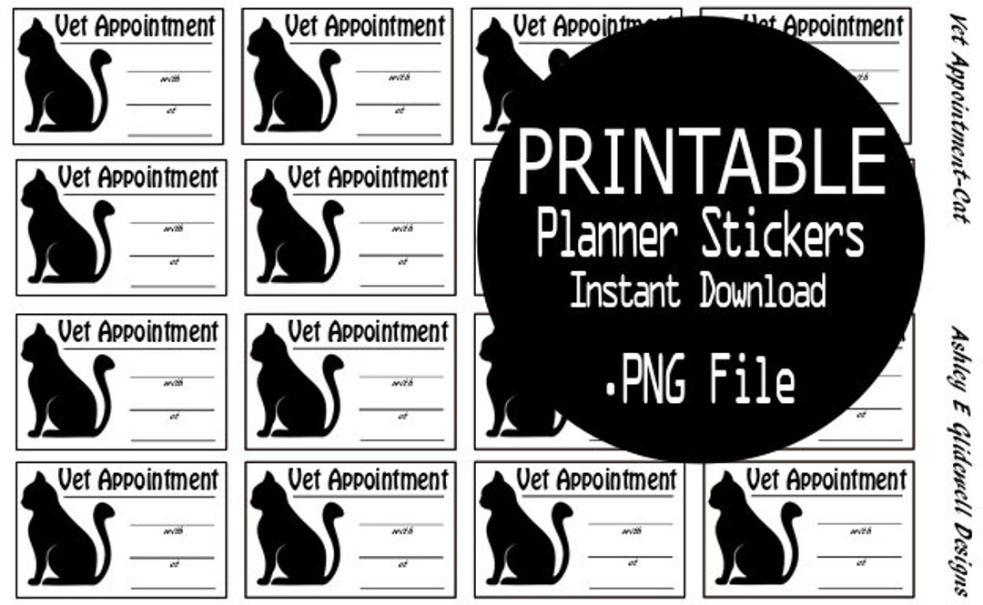 Cat Vet Appointment Printable Planner Stickers, Appointment Stickers ...