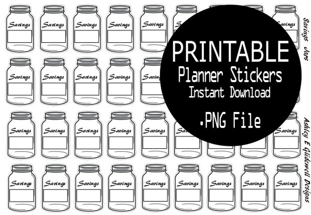 Savings Jars Printable Planner Stickers, Savings Challenge, Savings ...