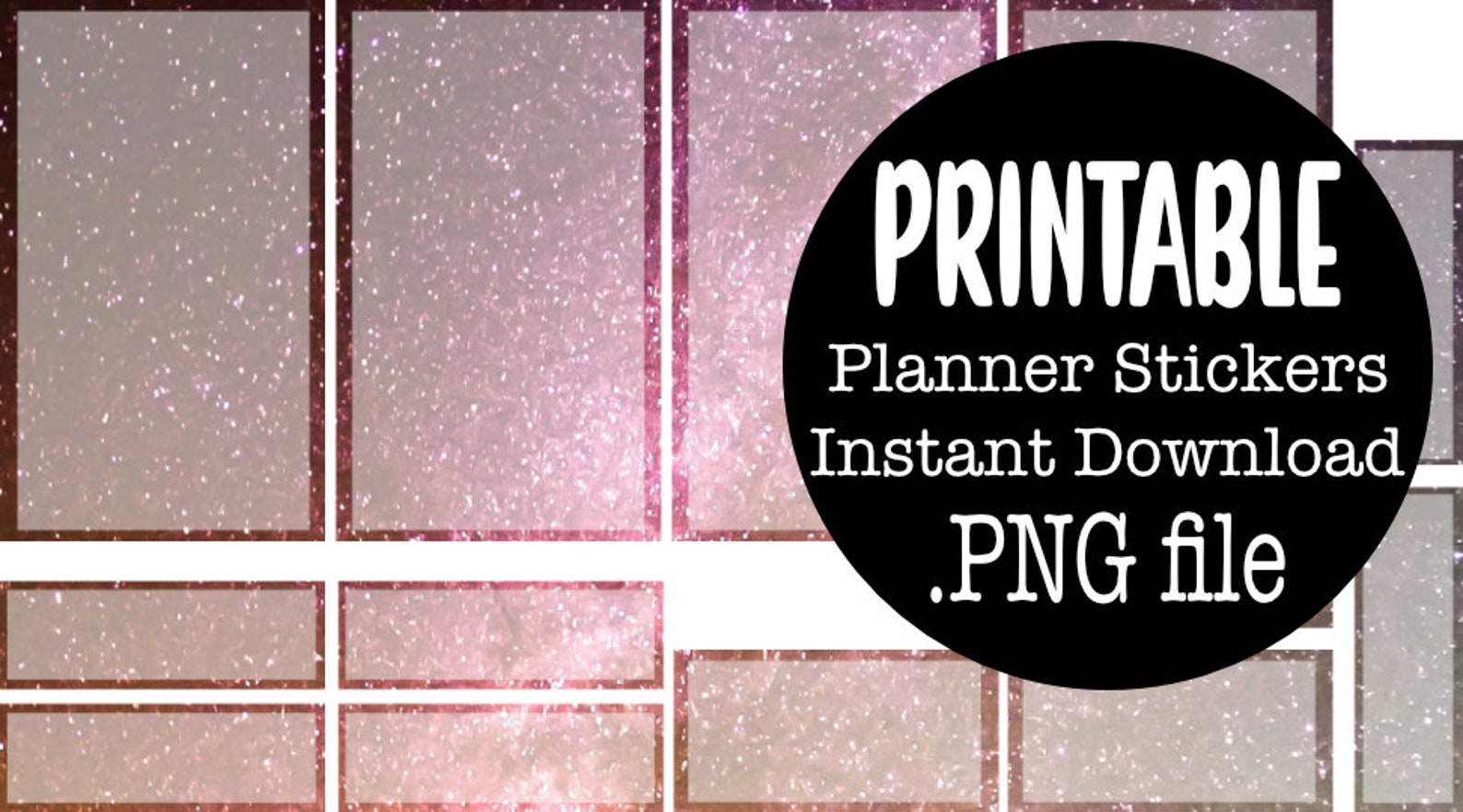 Galaxy Printable Planner Stickers: Functional Boxes & Washi Tape (PNG ...