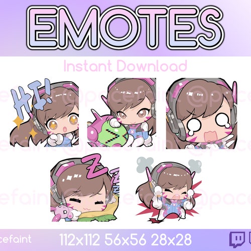 Dva & Bunny Overwatch Twitch Emotes animated Lurk - Etsy