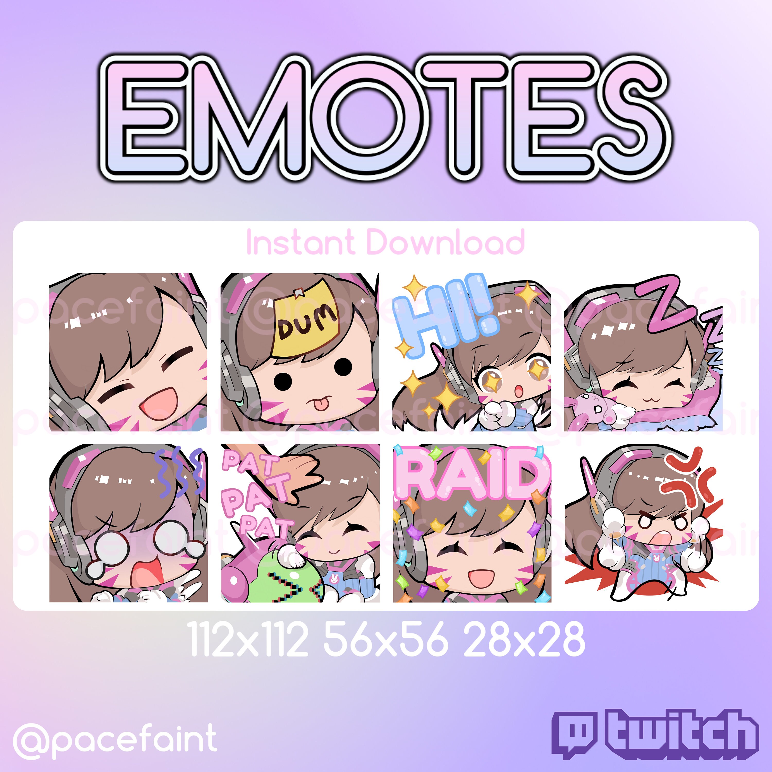D.va Overwatch Twitch Emotes - Etsy