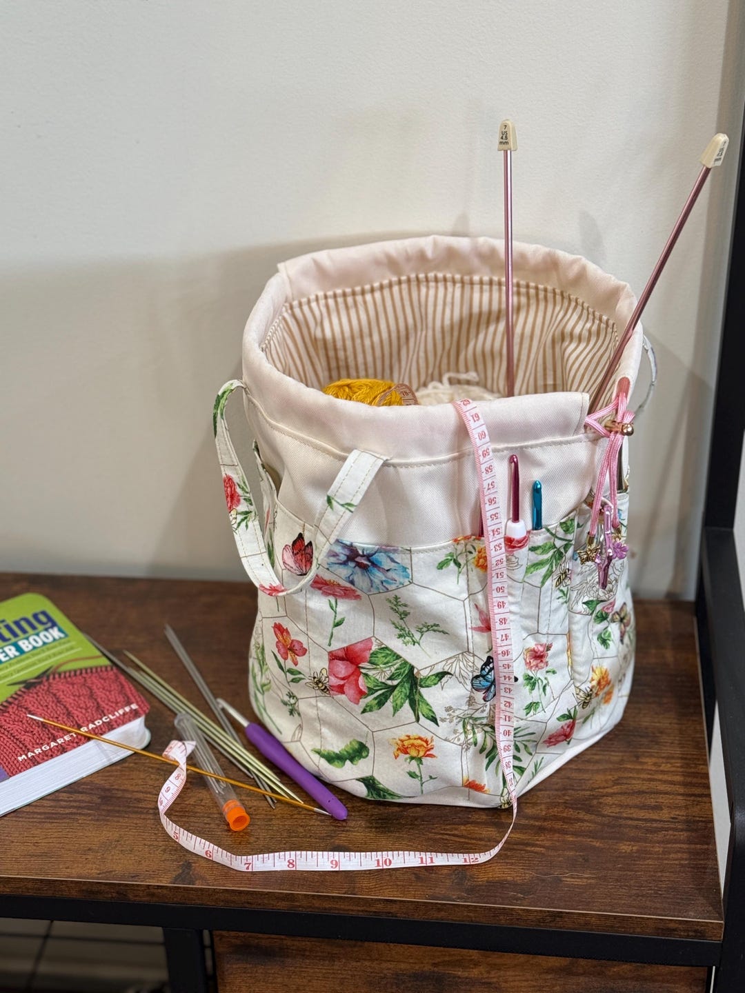 Large Butterflies and Bees Floral Bucket Drawstring Tote Bag - Etsy