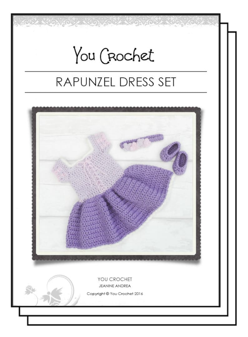 English PDF Crochet Pattern Princess Rapunzel Dress Set 3 | Etsy UK