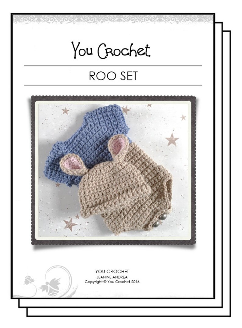 English PDF Crochet Pattern Baby Roo Hat and Romper Suit 5 | Etsy UK