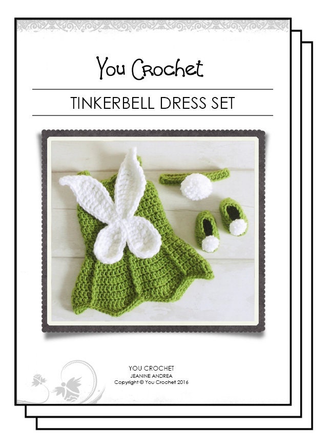 English PDF Crochet Pattern Tinkerbell Fairy Dress Set Chunky - Etsy