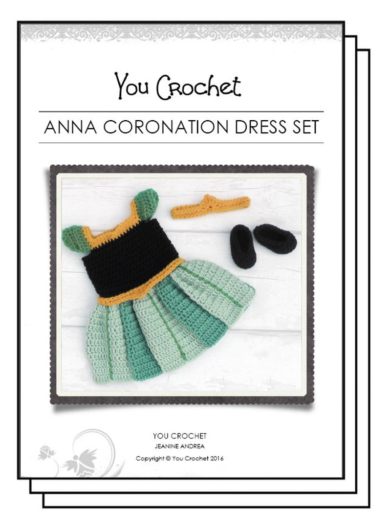 English PDF Crochet Pattern Anna Coronation Dress Set 3 Sizes - Etsy