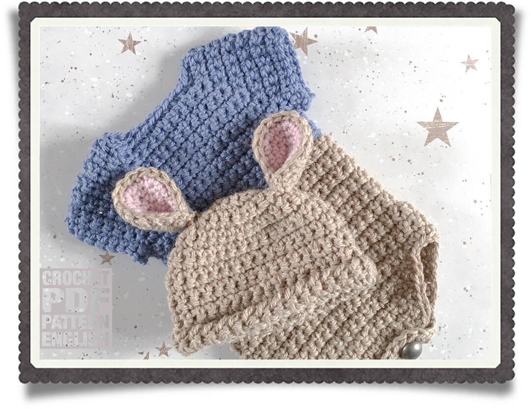 English PDF Crochet Pattern Baby Roo Hat and Romper Suit 5 Sizes ...