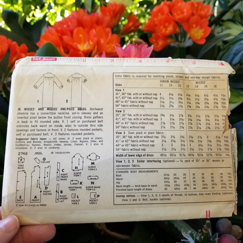 1960s Simplicity Pattern 2746 Misses' One-piece Dress Size 14 Bust 34 ...