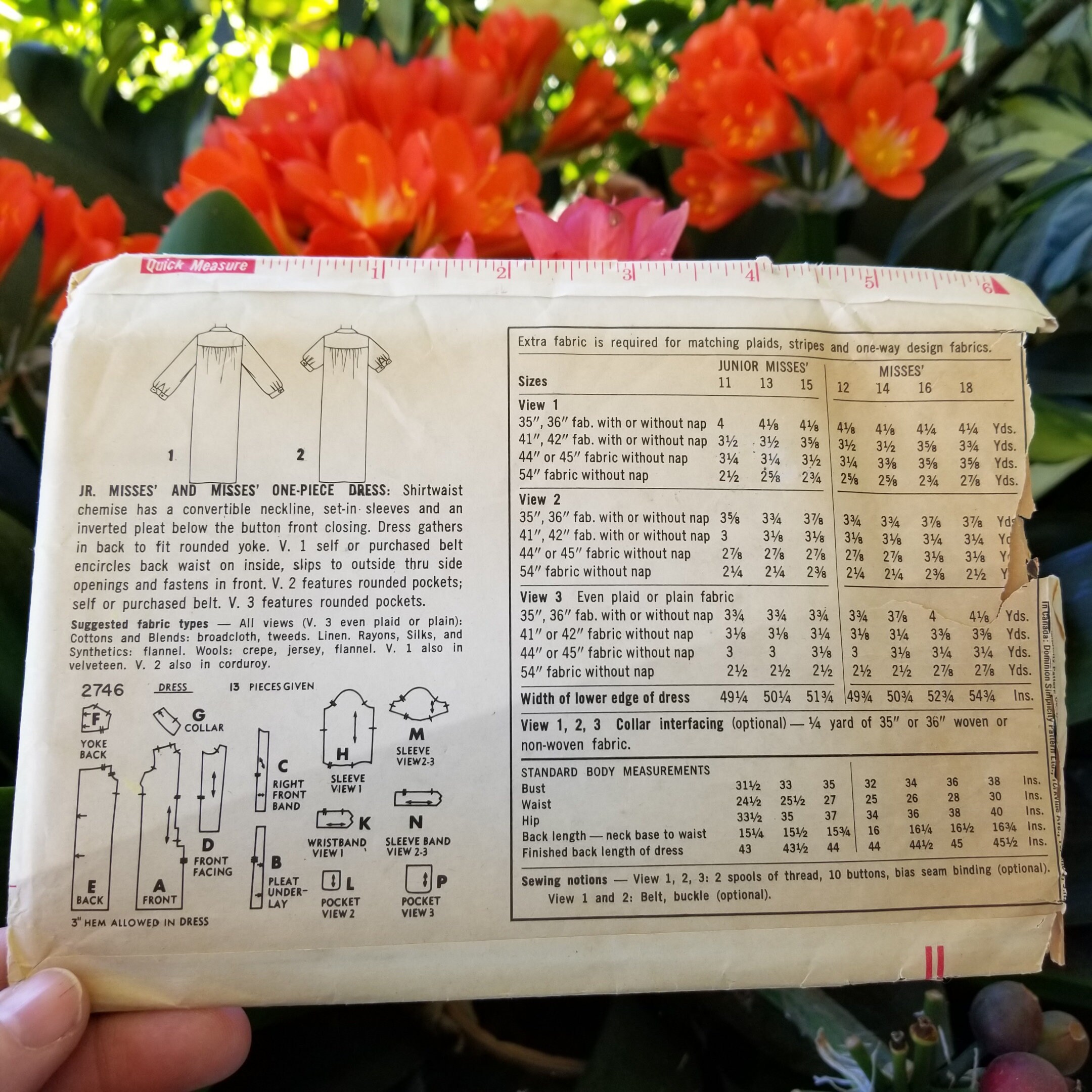 1960s Simplicity Pattern 2746 Misses' One-piece Dress Size 14 Bust 34 ...