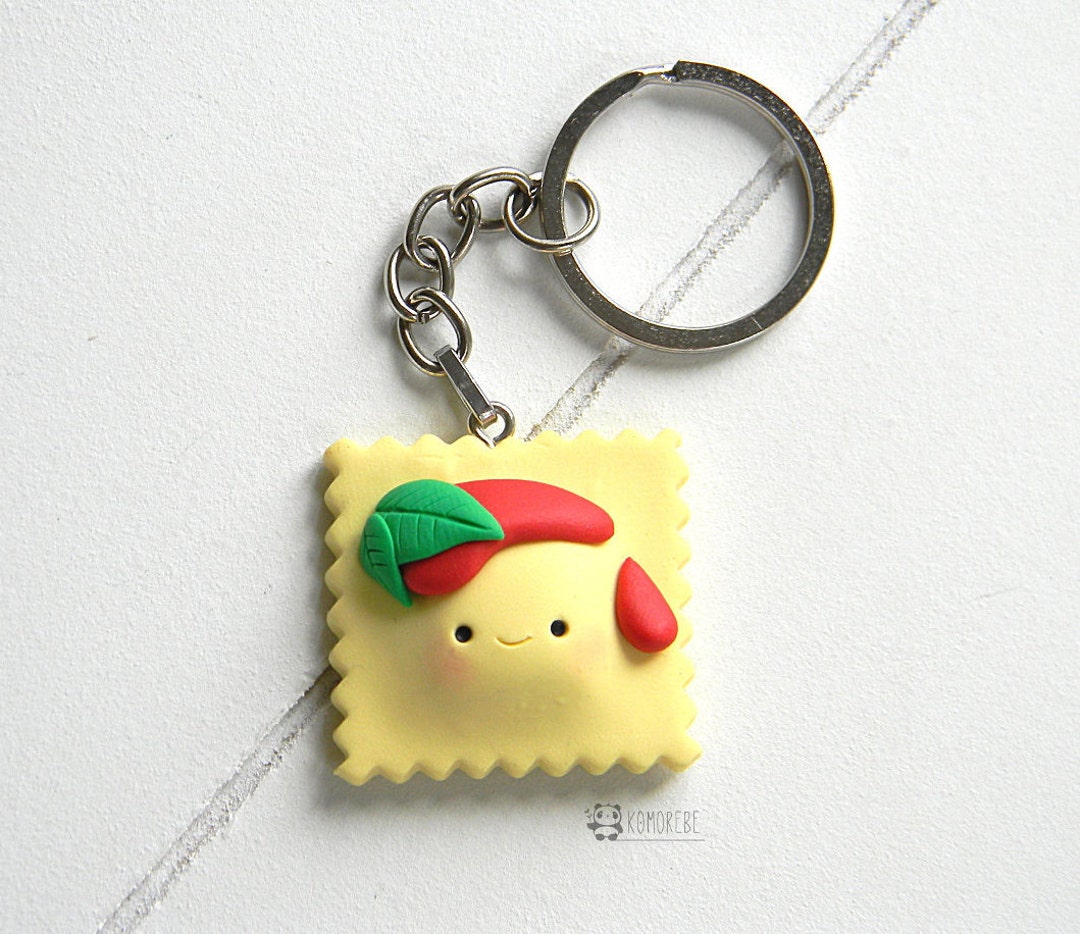 Kawaii Tomato and Basil Ravioli Keychain, Pastallegra, Italian Pasta ...