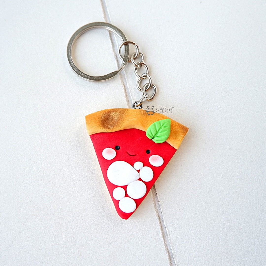 Kawaii Pizza, Fimo Key Ring, Food Miniature, Polymer Clay Key Ring - Etsy