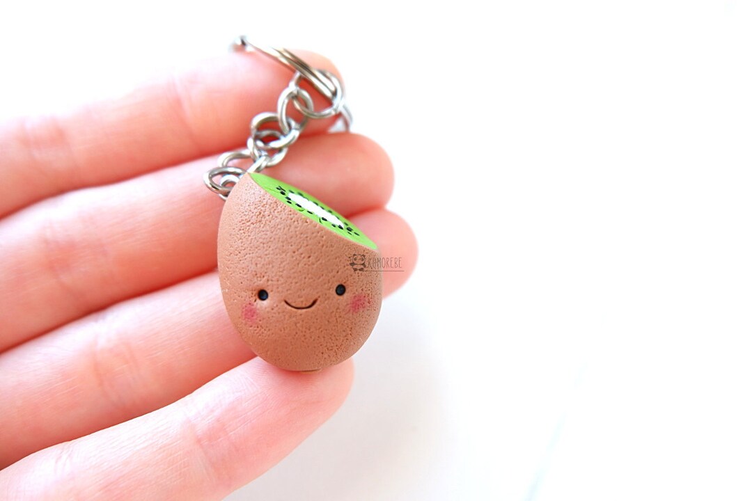Kiwi, Keychain With Kawaii Kiwi Handmade in Polymer Clay fimo, Sweet ...
