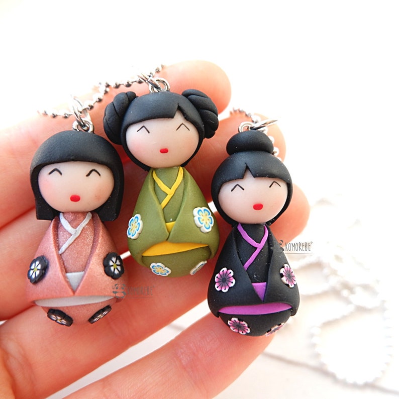 Kokeshi Doll in Fimo Japanese Dolls With Colorful Kimonos - Etsy