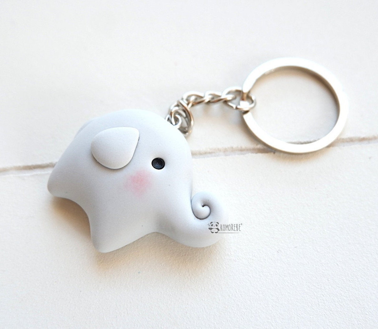 Elephant in Fimo Lucky Elephant Kawaii Keychain Polymer | Etsy